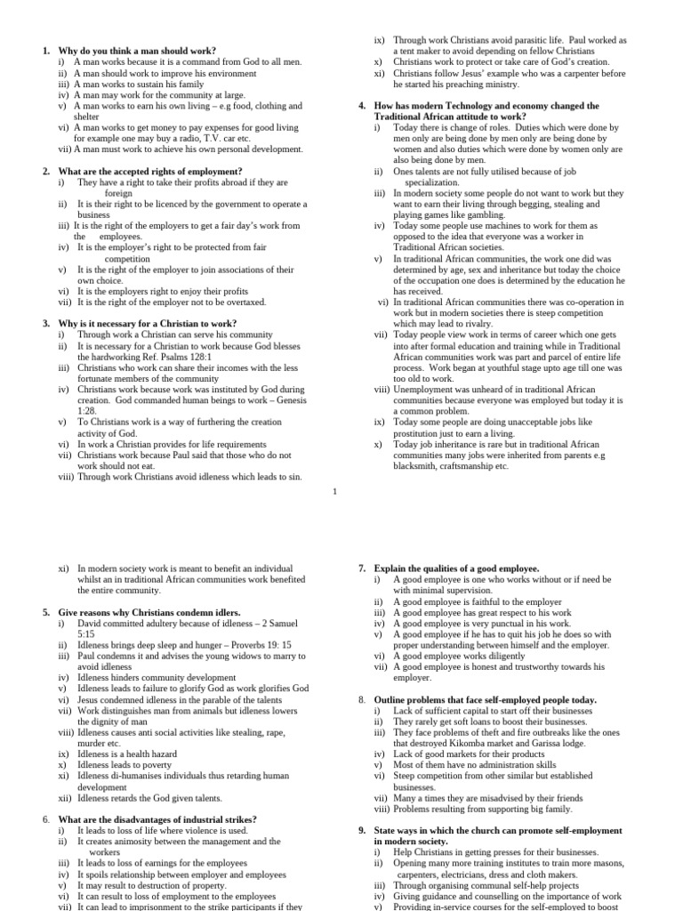 Cre Topical Questions and Answers | PDF | Employment | Jesus