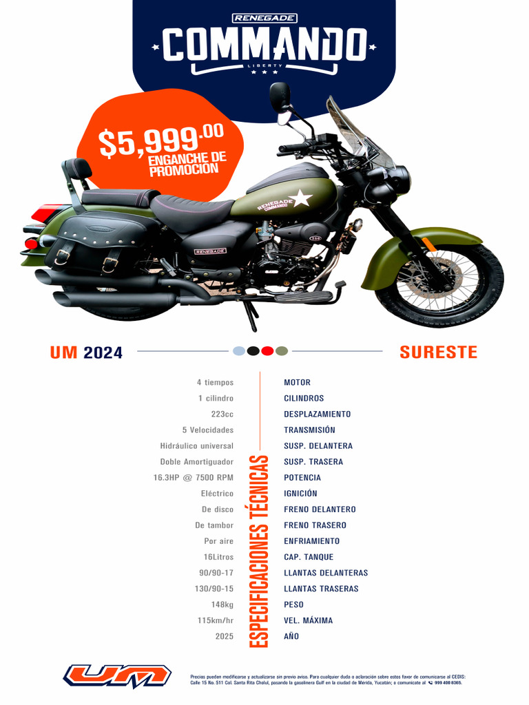 Ficha Tecnica Renegade Liberty Commando 250 2025 | PDF
