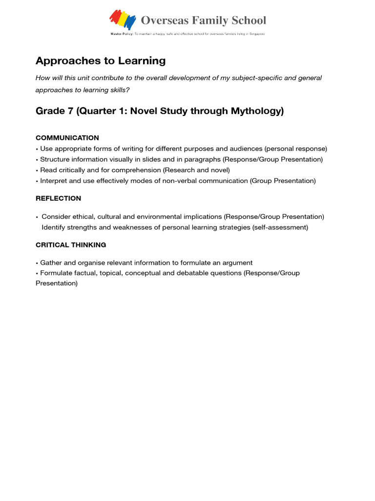 G7 Q1 ATLs - 2024 | PDF | Language Arts & Discipline