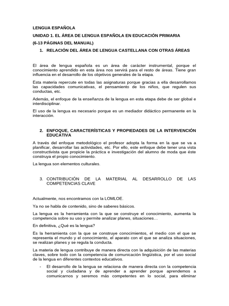 Lengua Española | PDF | Gramática | Palabra