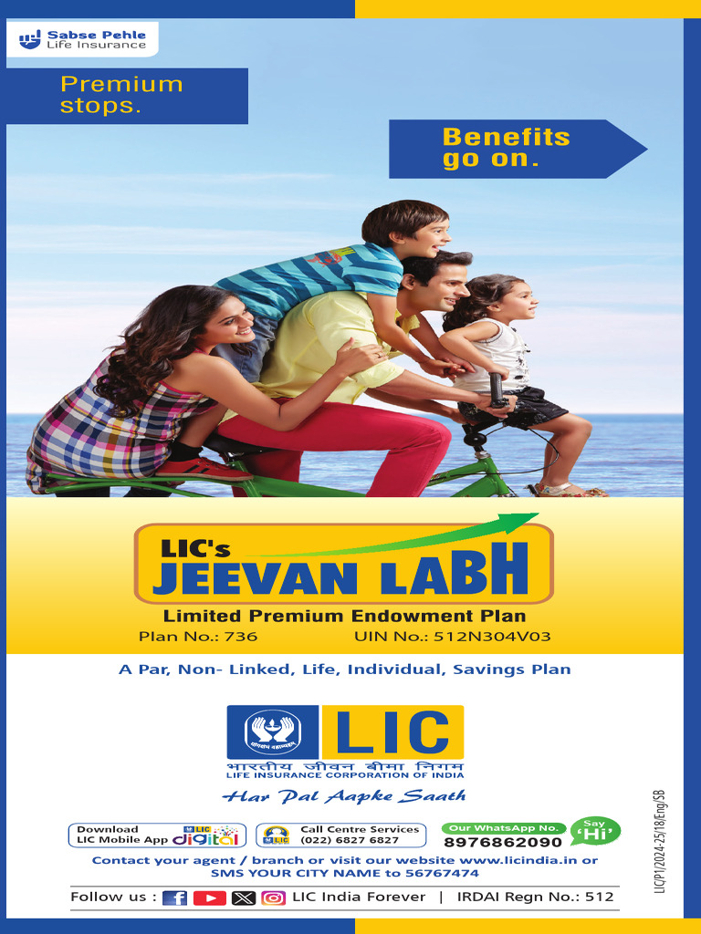 Jeevan Labh 736 Brochure | PDF | Insurance | Life Insurance