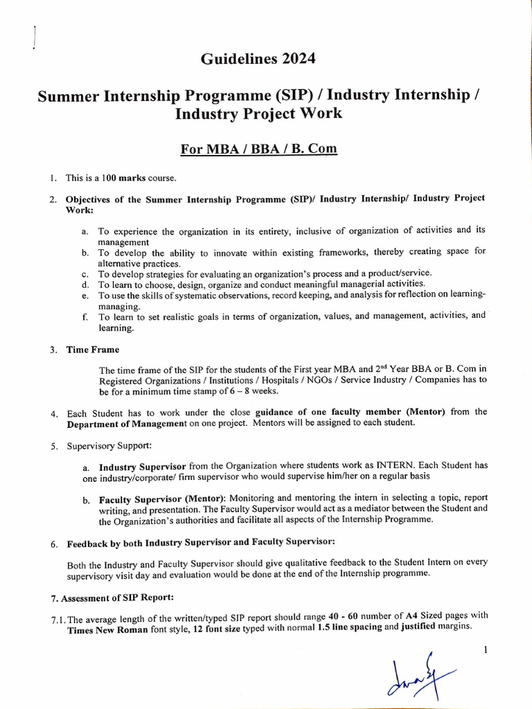 SIP, Project Work and Industry Internship Guidelines 2024 | PDF | Thesis | Cognition