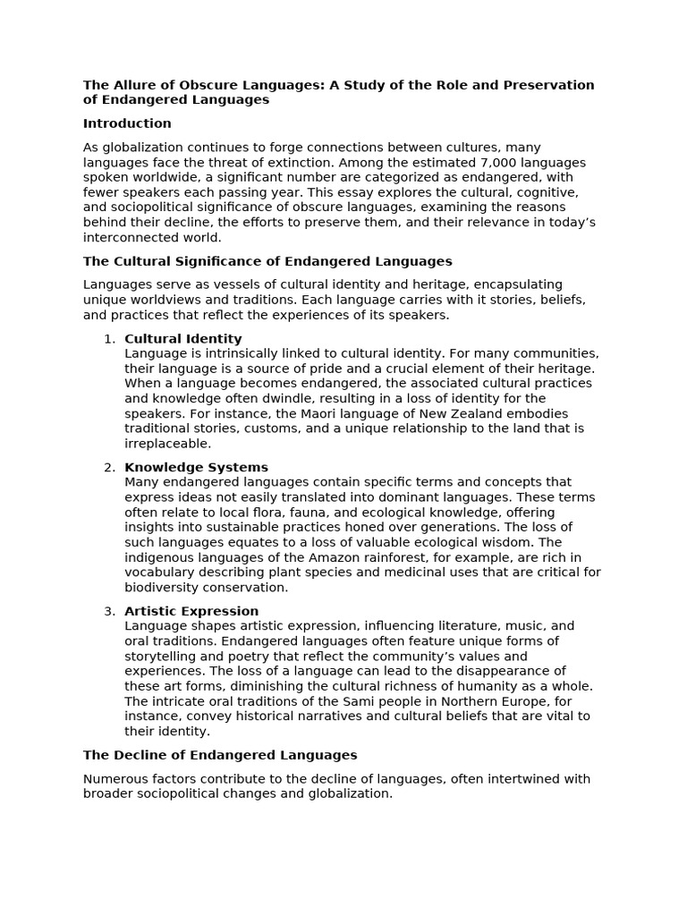 The Allure of Obscure Languages | PDF | Linguistics | Human Communication