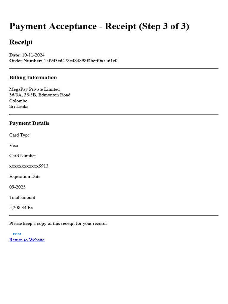 Payment Acceptance - Receipt (Step 3 of 3) | PDF