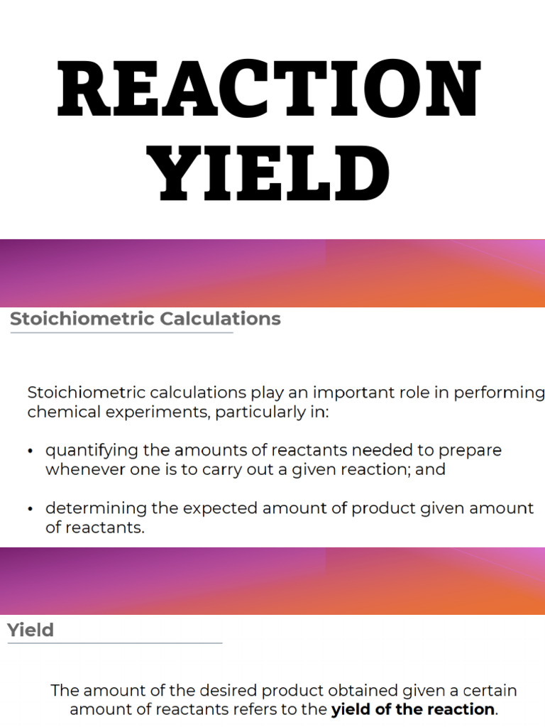 Reaction Yield | PDF