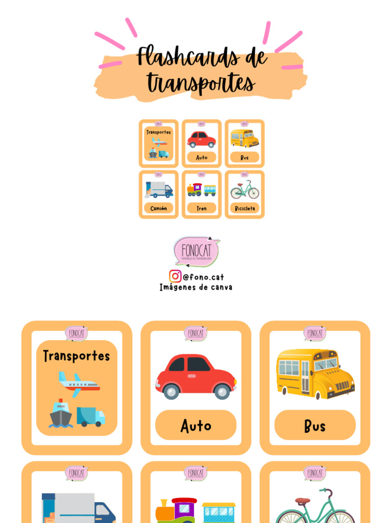 Flashcards de Medios de Transporte | PDF | Tecnología