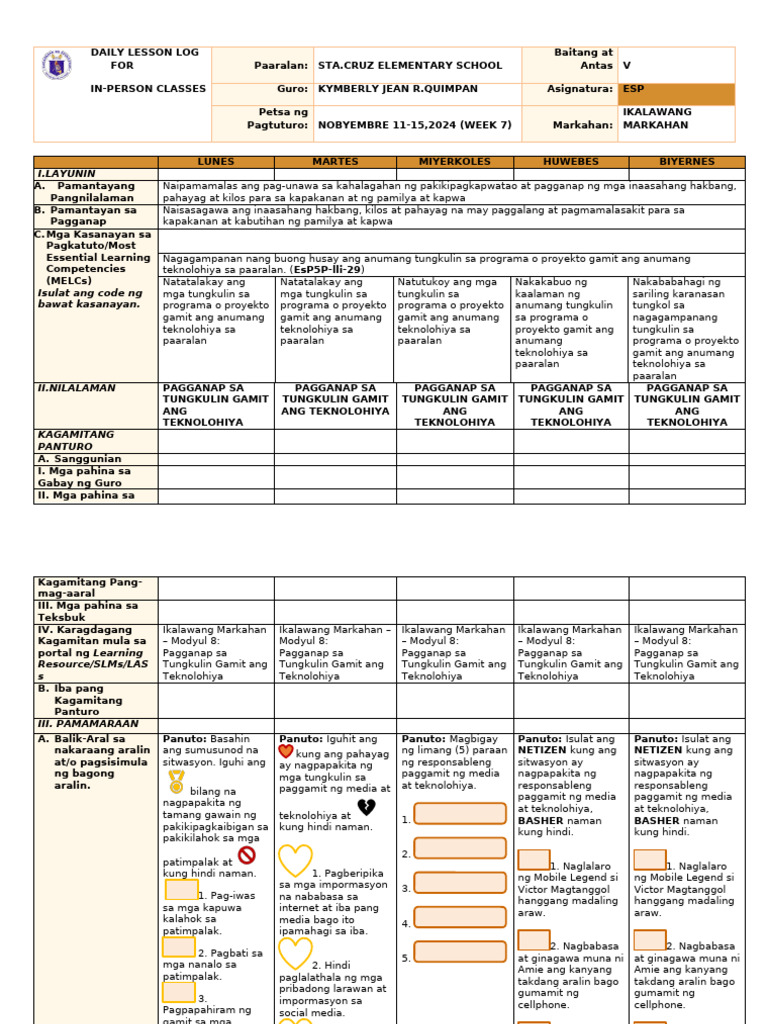 DLL - Esp 5 - Q2 - W7 | PDF