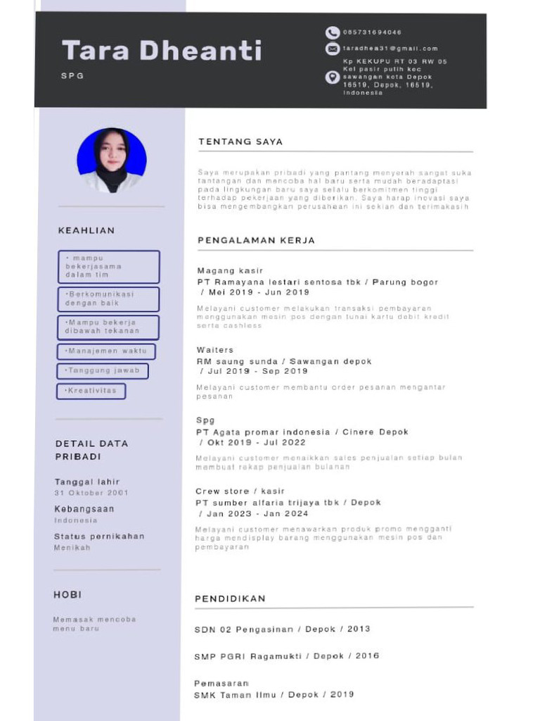 CV Tara Dheanti | PDF