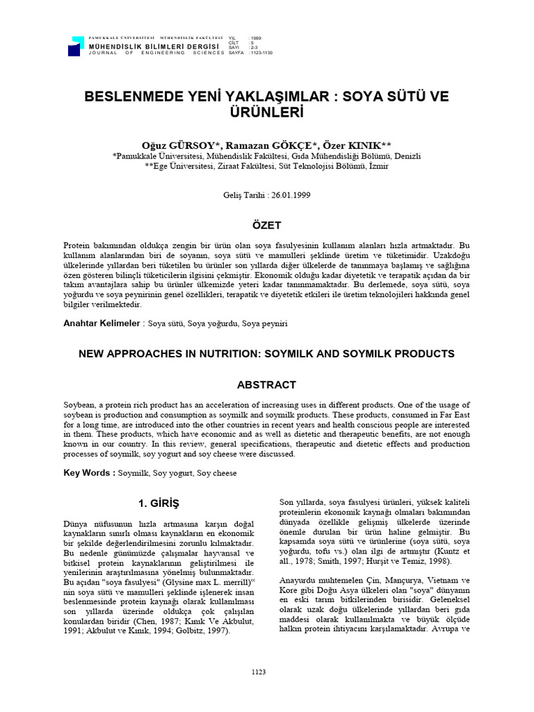 Beslenmede Yen Yakla Imlar Soya S T Ve R Nler (#218913) - 191470 | PDF