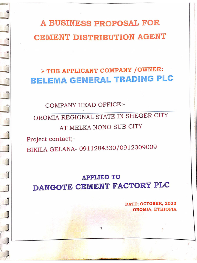 Project Proposal For Cement Distribution | PDF