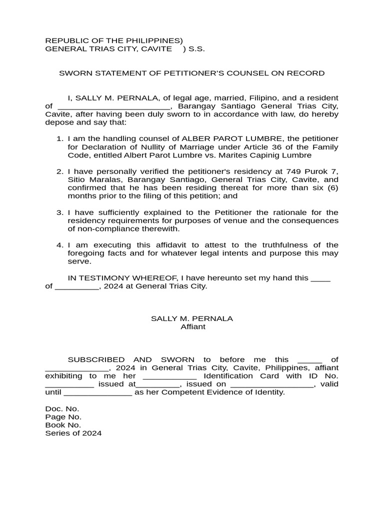 Sworn Statement | PDF
