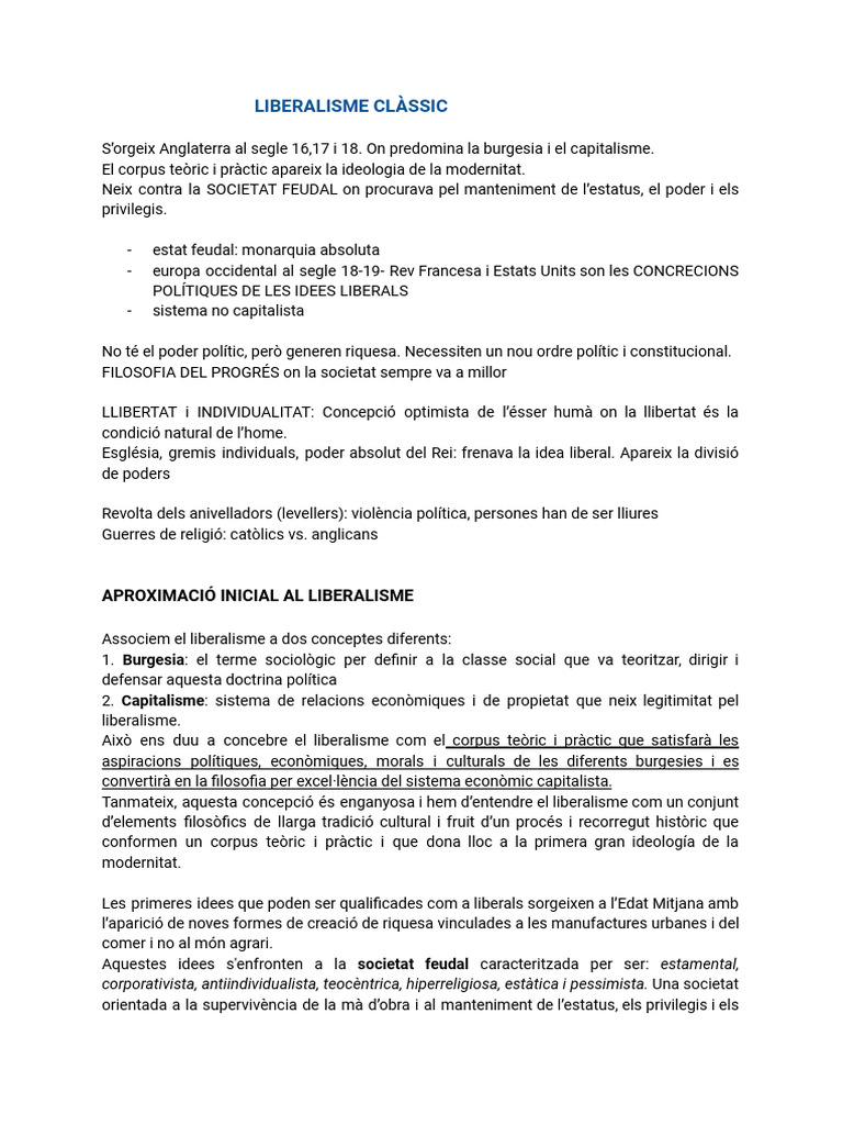 Liberalisme Clàssic | PDF