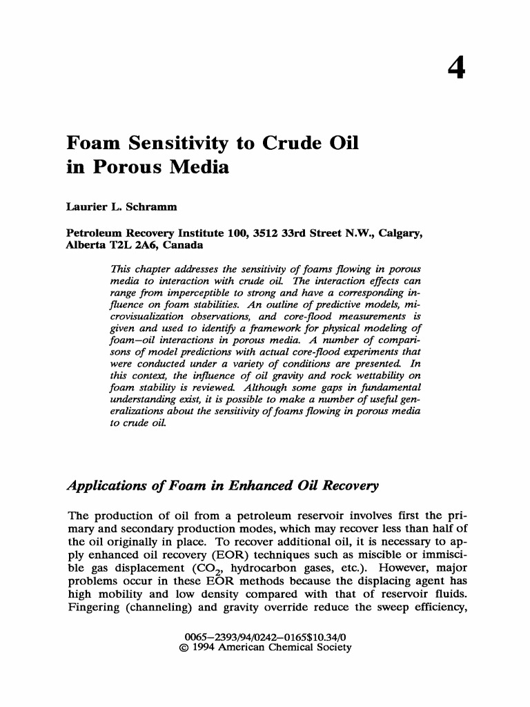 Foam Sensitivity To Crude Oil in Porous Media | PDF | Foam | Enhanced ...