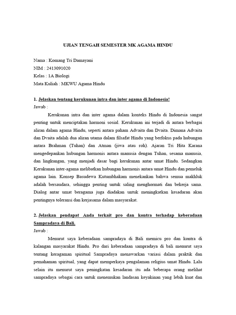 UTS Agama Hindu | PDF