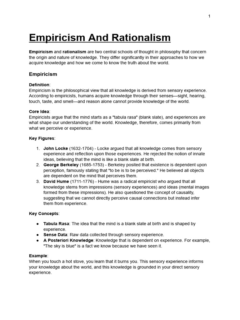 Empiricism and Rationalism | PDF | Rationalism | Empiricism