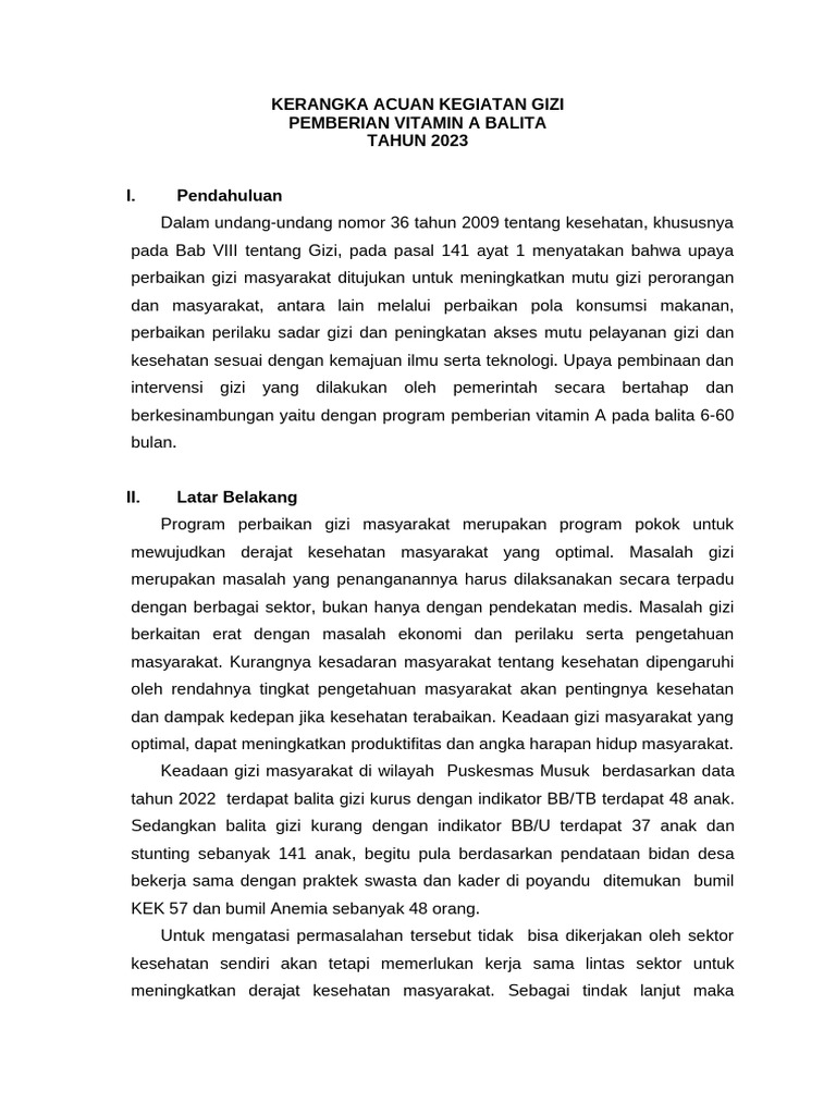 KAK Distribusi Vit.A | PDF | Teknologi & Rekayasa