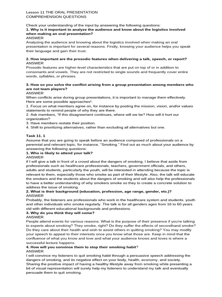 Oral Presentation Strategies and Audience Analysis | PDF | Smoking ...