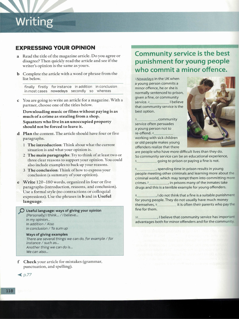 Unit 8A Writing An Opinion P 118 | PDF