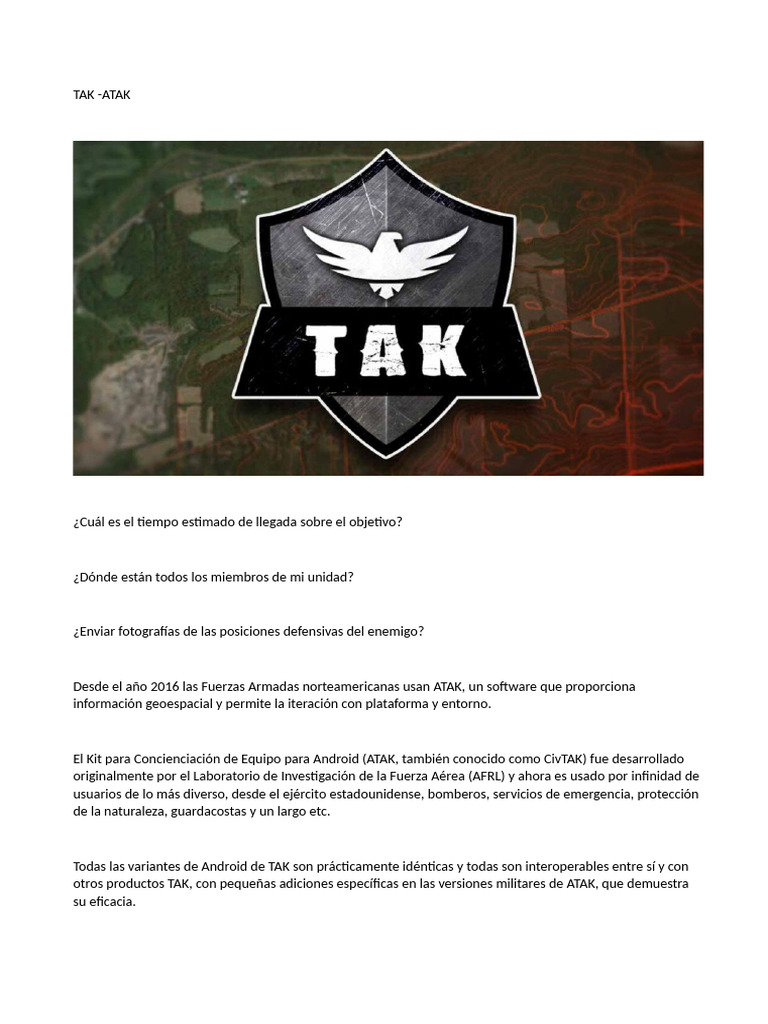 ATAK: Software Geoespacial Militar | PDF