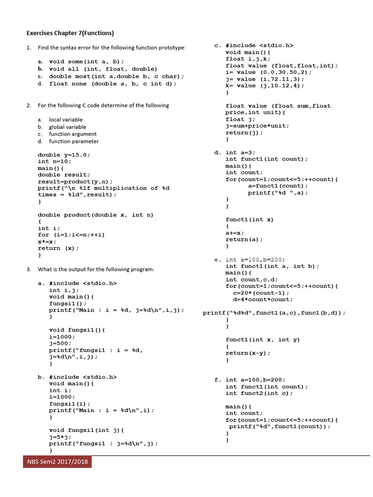 Exercise 6 Pdf Parameter Computer Programming Computer Programming 