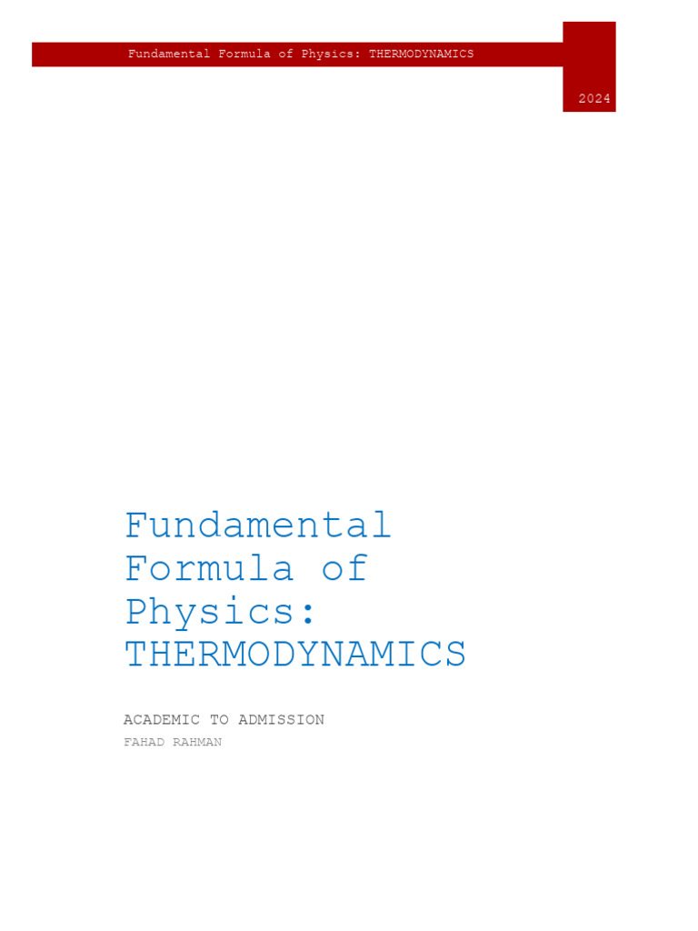 Thermodynamics: Key Formulas Explained | PDF | Heat | Thermodynamics