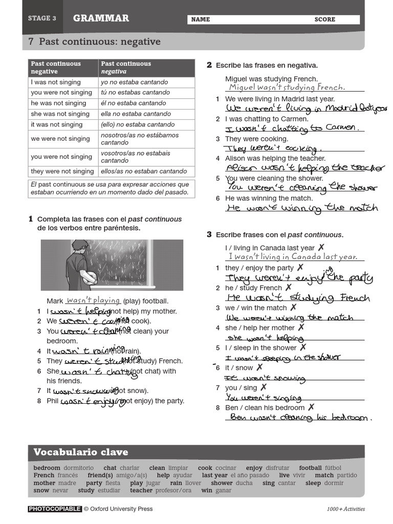 Past Continuous Negative Exercises | PDF