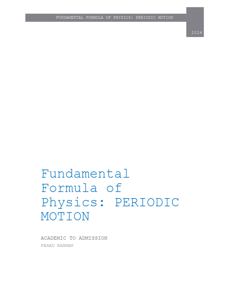 Fundamental Formula of Physics Periodic Motion | PDF | Oscillation ...