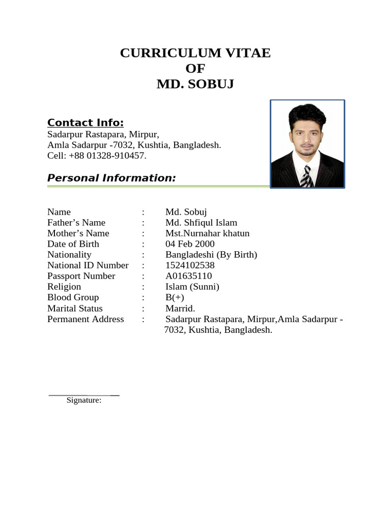 Md. Sobuj CV | PDF