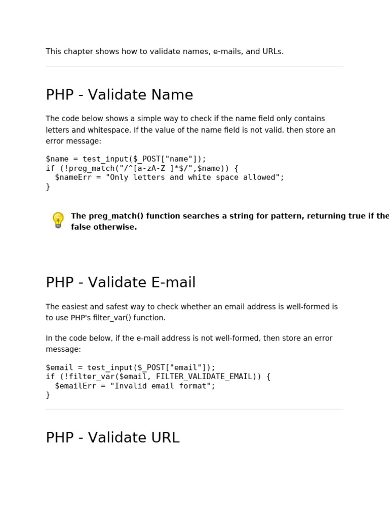 This Chapter Shows How To Validate Names and Email | PDF | Php | Software Development