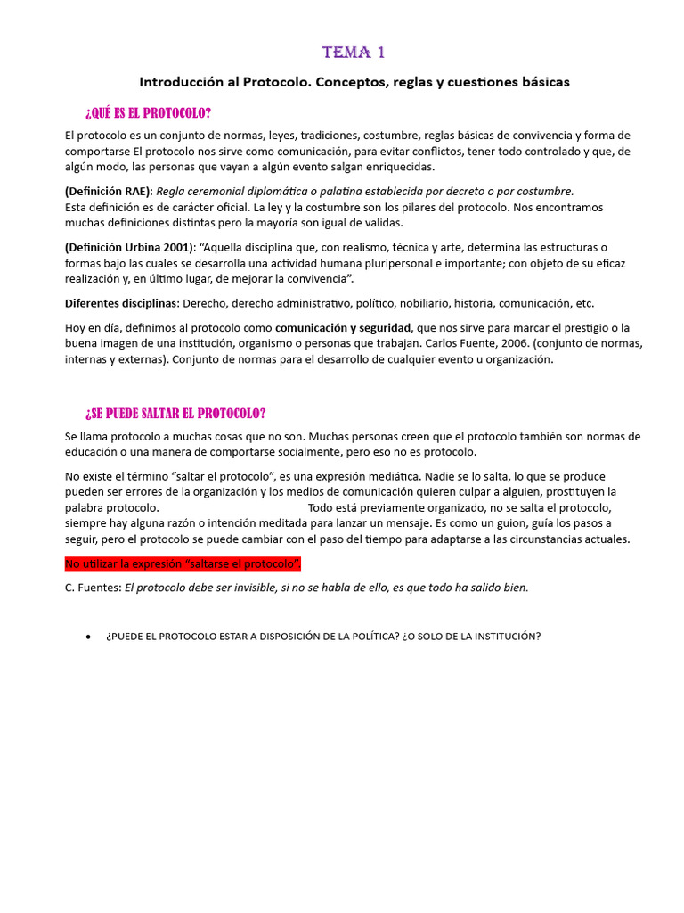 Tema 1 Protocolo | PDF | Estado (política) | Institución