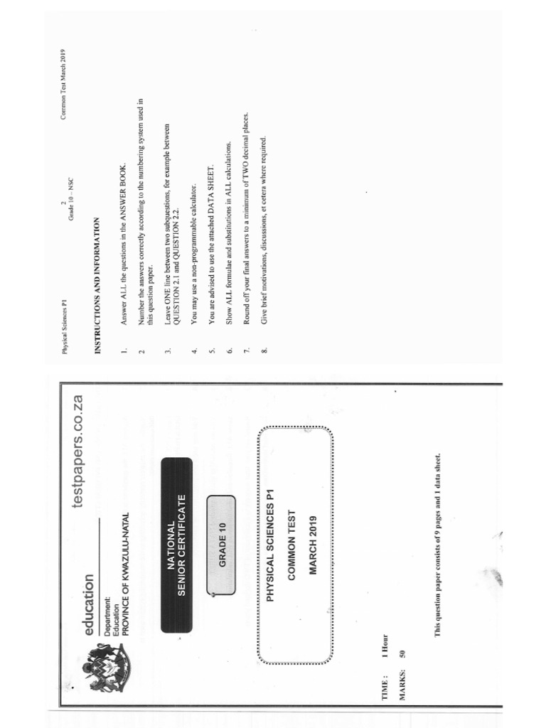 Grade 10 Past Paper | PDF