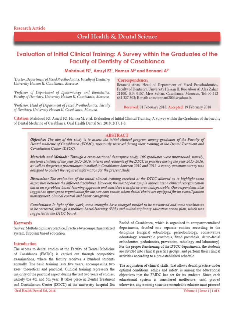 Evaluation of Initial Clinical Training A Survey Within The Graduates ... Evaluation of Initial Clinical Training A Survey Within The Graduates ...