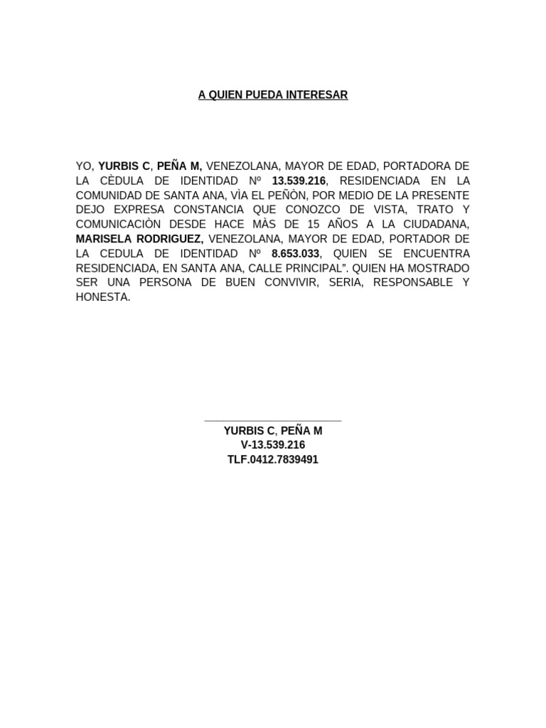 A Quien Pueda Interesar Marisela | PDF | Ciencias sociales | Derecho