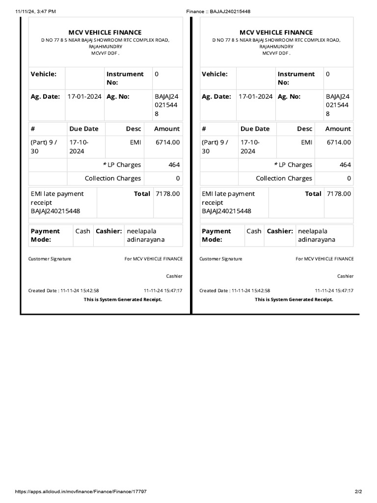 MCV Vehicle Finance MCV Vehicle Finance: This Is System Generated ...