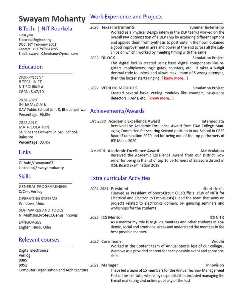 Engineering Student Profile | PDF | Electronics | Engineering