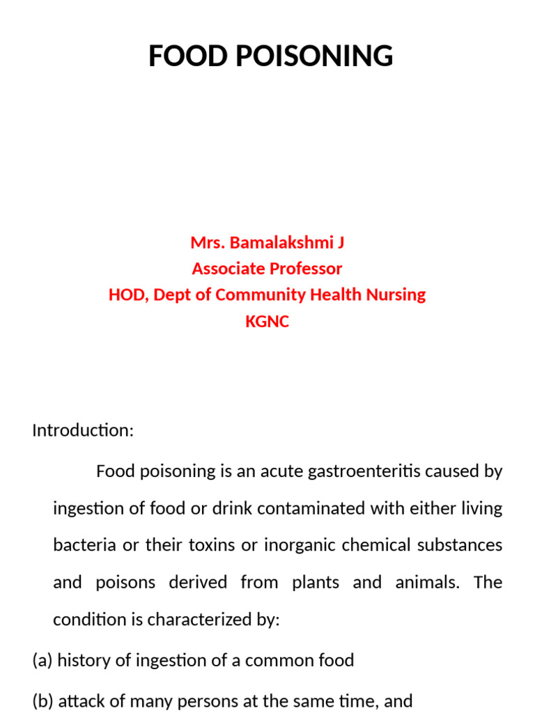 II Year B. SC (N) PPT On Food Poisoning | PDF | Foodborne Illness ...