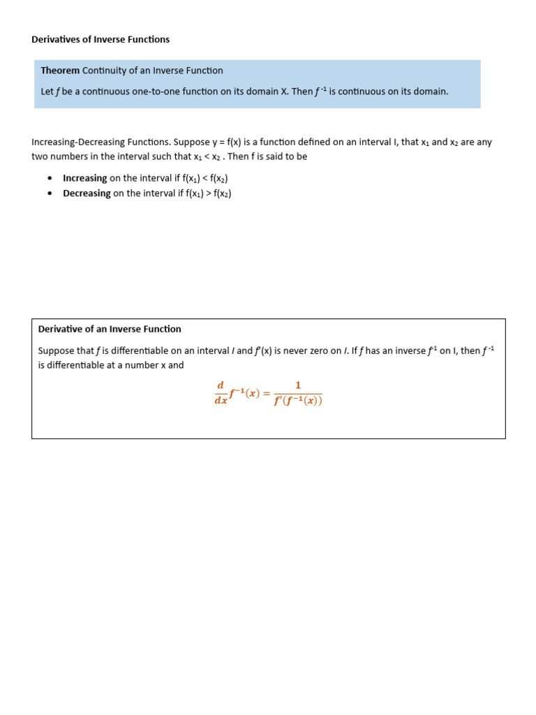 Derivatives of Inverse Functions-Related Rates | PDF | Trigonometric ...