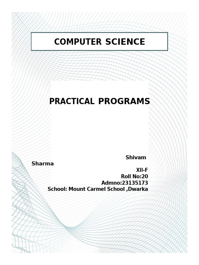 Shivam cs practical | PDF | Databases | Computer Data