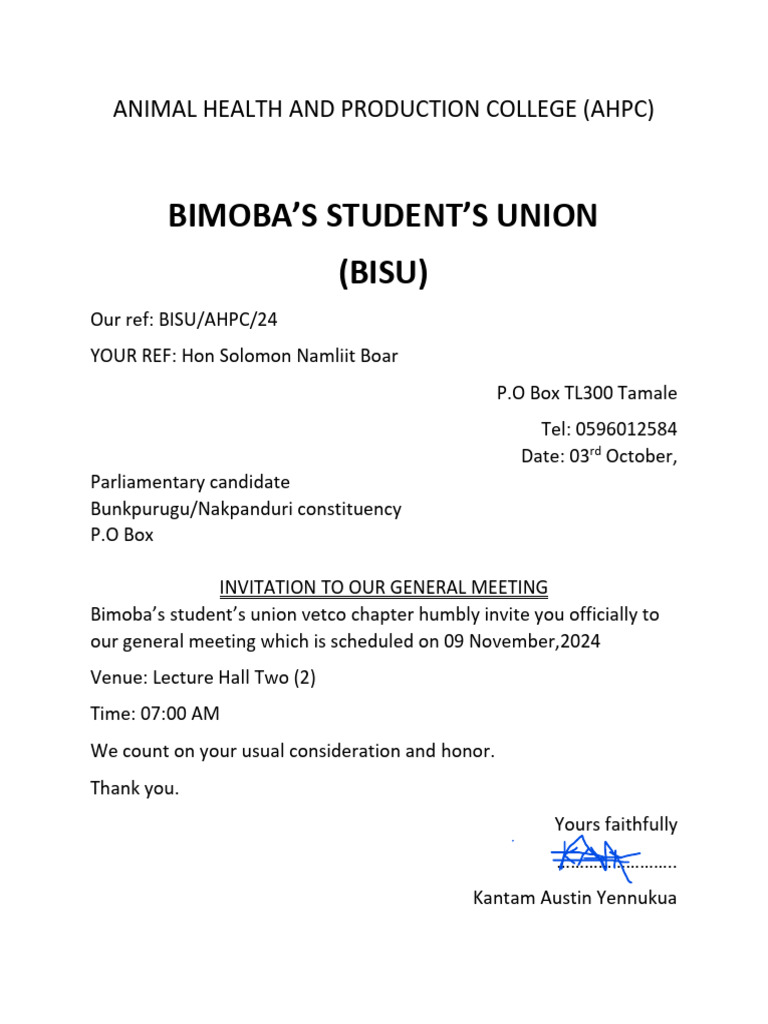 Bimoba'S Student'S Union: (BISU) | PDF