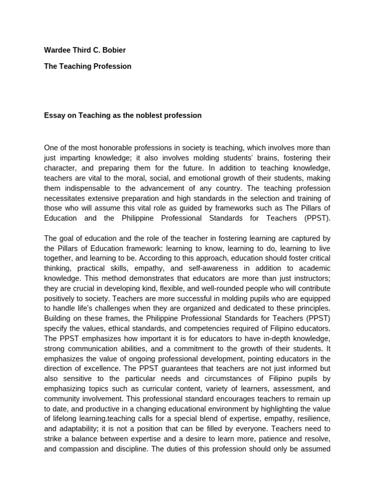 TTP Noblest Prof | PDF | Teachers | Learning
