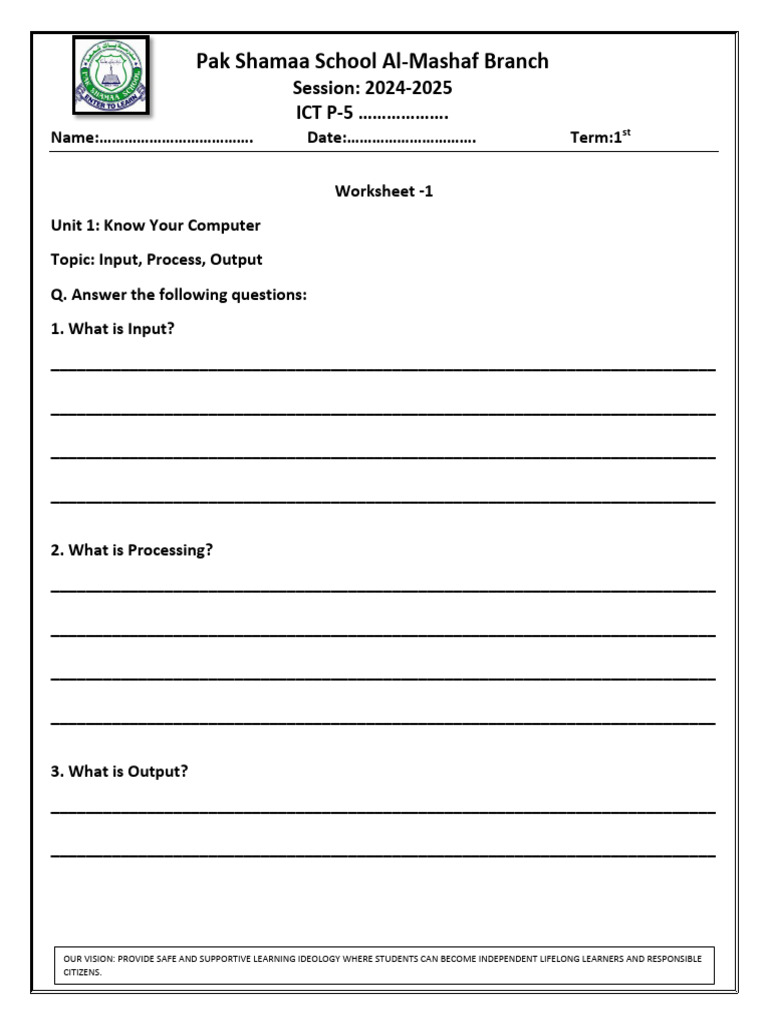 Compiled First Term Unsolved Worksheets 24 and 25 | PDF | Computer Network | Educational Technology