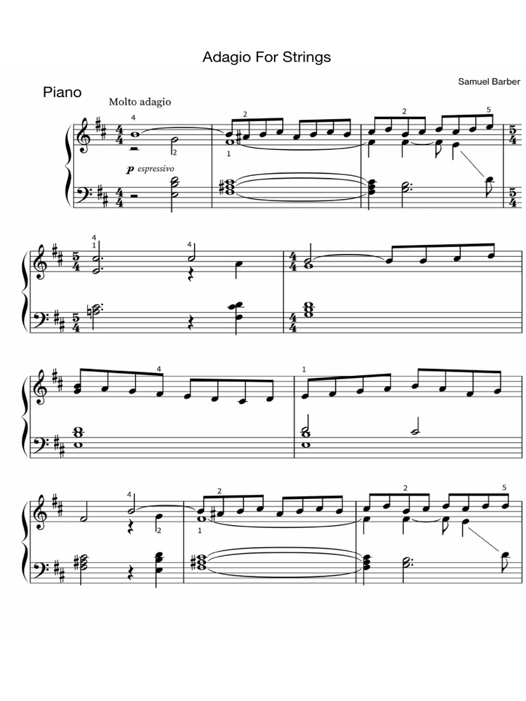Adagio for Strings for Piano | PDF