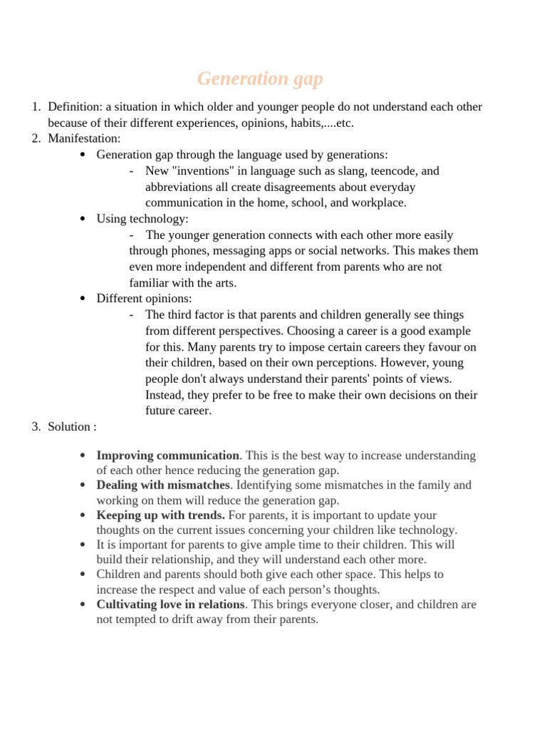 Understanding the Generation Gap | PDF