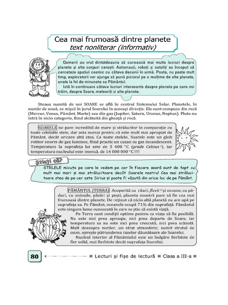 TEXT NONLITERAR 1 Cea Mai Frumoasa Dintre Planete | PDF