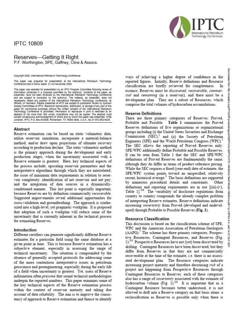 Iptc-10809-Ms Reserves-Getting It Right | PDF | Petroleum Reservoir