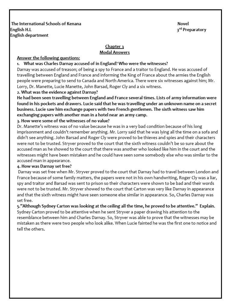 Chapter 3 Model Answer 1026987263 | PDF | A Tale Of Two Cities | Books About The French Revolution