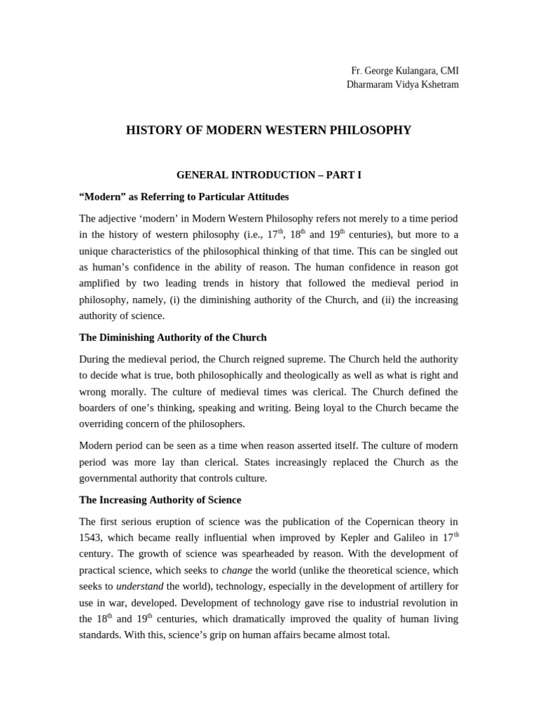 Modern Western Philosophy Insights | PDF | David Hume | René Descartes