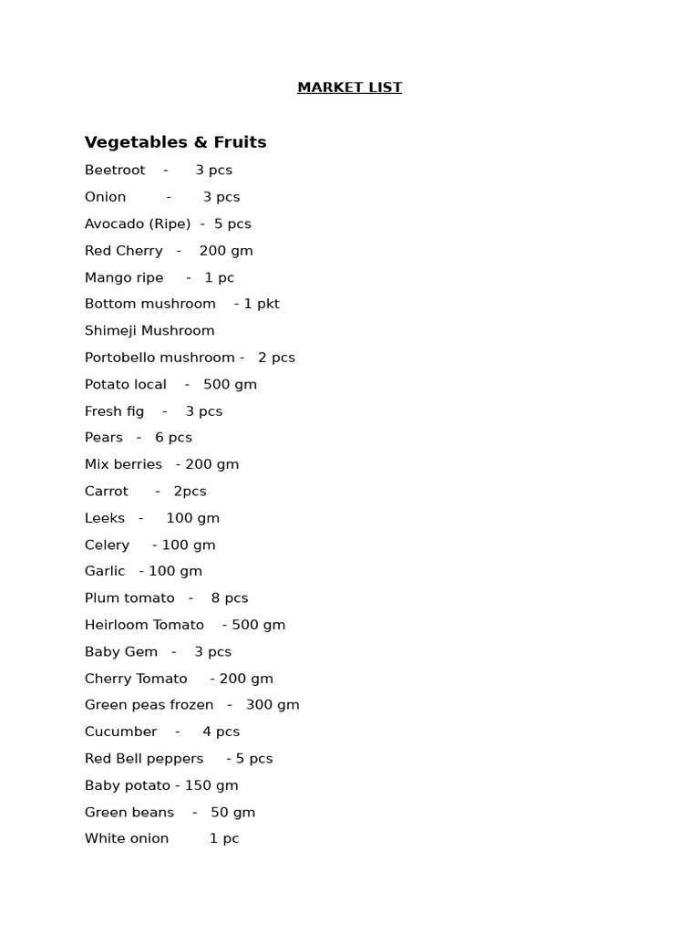 Market List | PDF
