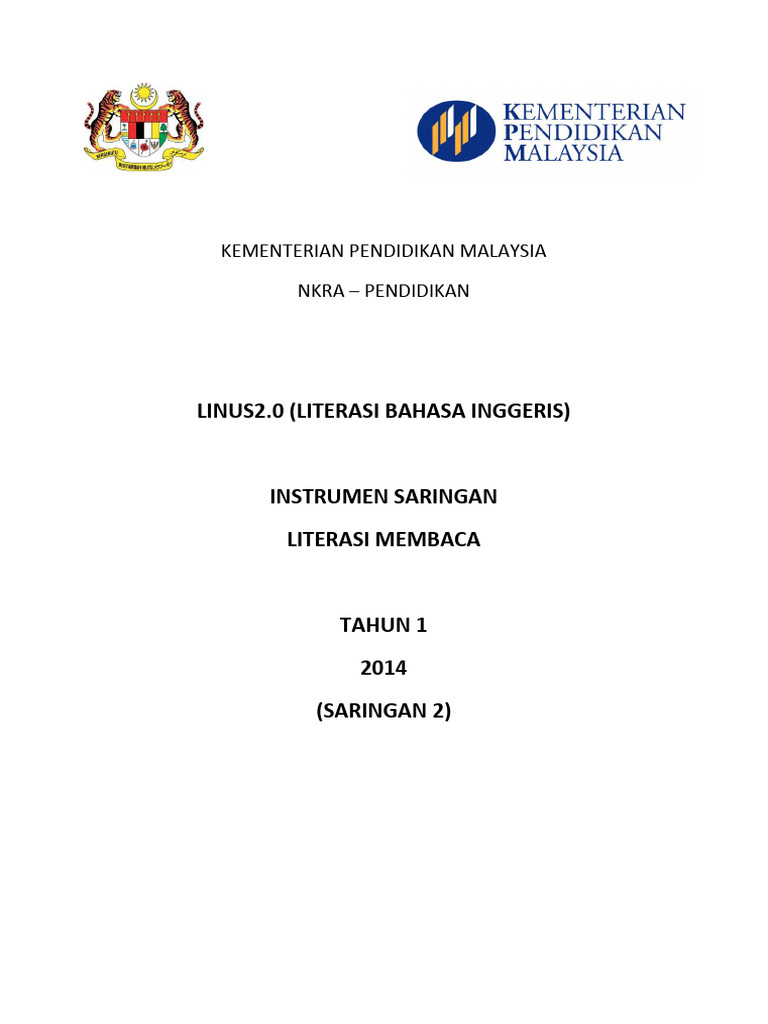 Instrumen Lbi Membaca Tahun 1 | PDF | Writing | Human Communication