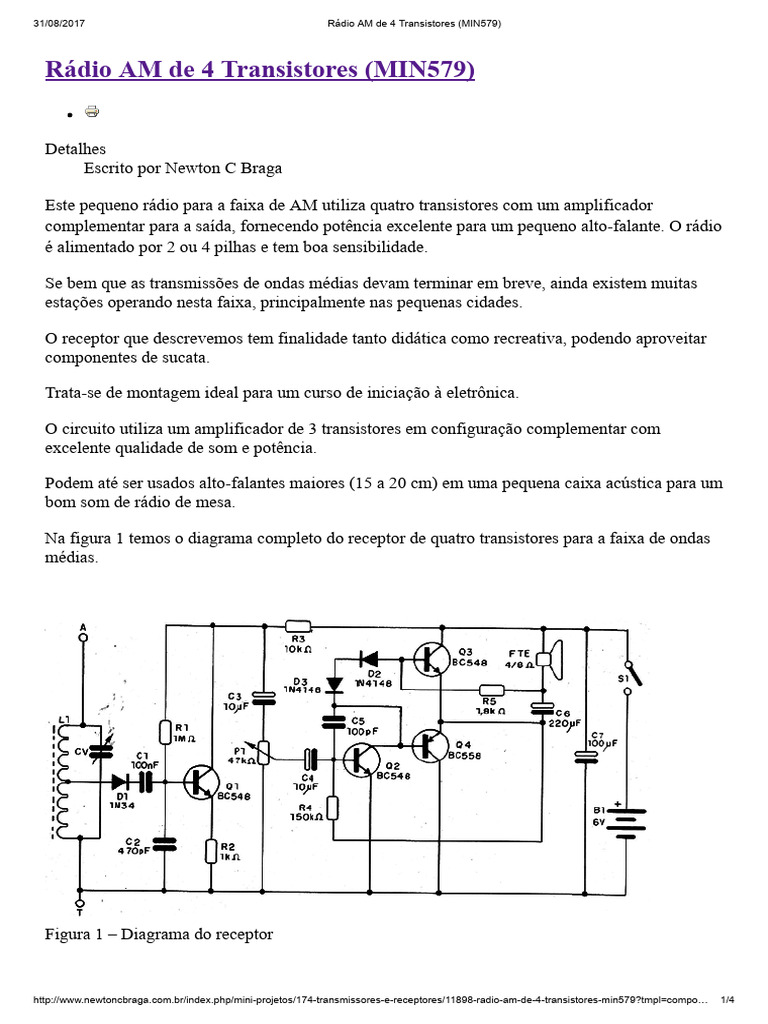 Montagem de Rádio AM com 4 Transistores | PDF | Transistor | Rádio